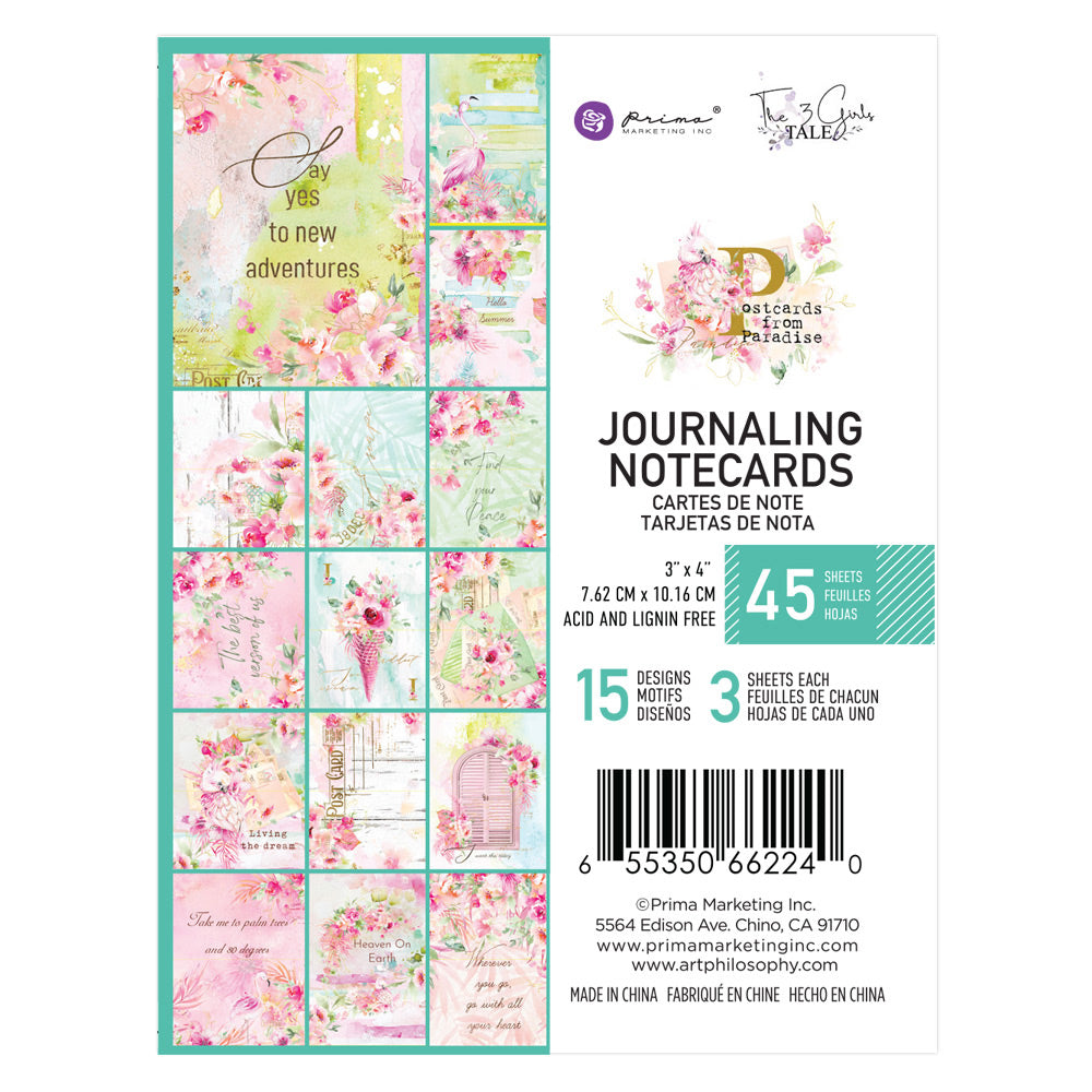 Prima - Postcards From Paradise Collection - 3 x 4 Journaling Cards ...
